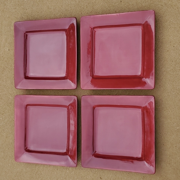 Pier 1 | Dining | 4 Pier Redburgundy Handpainted Earthenware Dinner ...